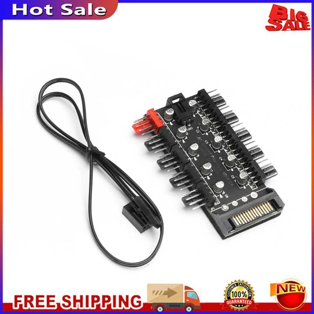 4-PIN PWM COOLING Fan Power Hub Splitter Adapter PC Speed Controller ...