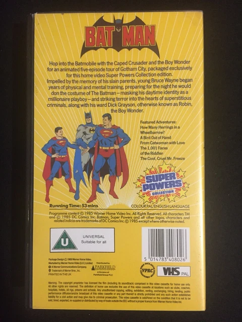BATMAN VHS SUPER Powers Collection DC Warner Home Video 1985 UK Video ...