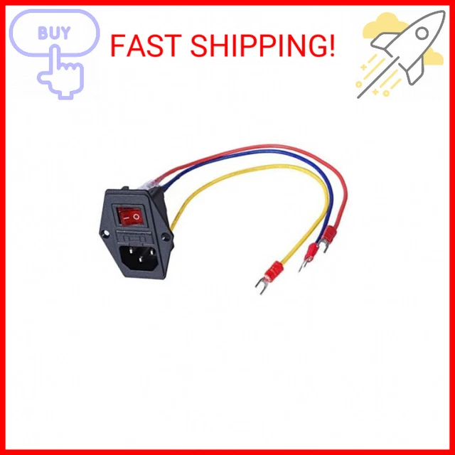 15A 250V ROCKER Switch On/Off Power Socket Inlet Module Plug 10A Fuse ...