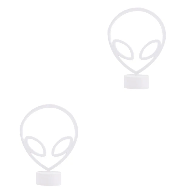 2 PIECES LAMPARA De Escritorio LED Alien Head Neon Sign Decorative ...