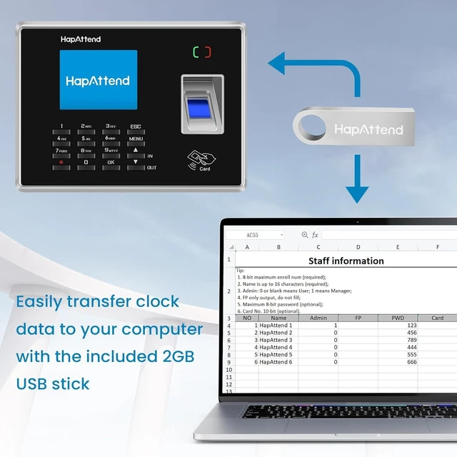 HAPATTEND ATTENDANCE MACHINE Automatic Calculate Hours, 0 Monthly Fees ...