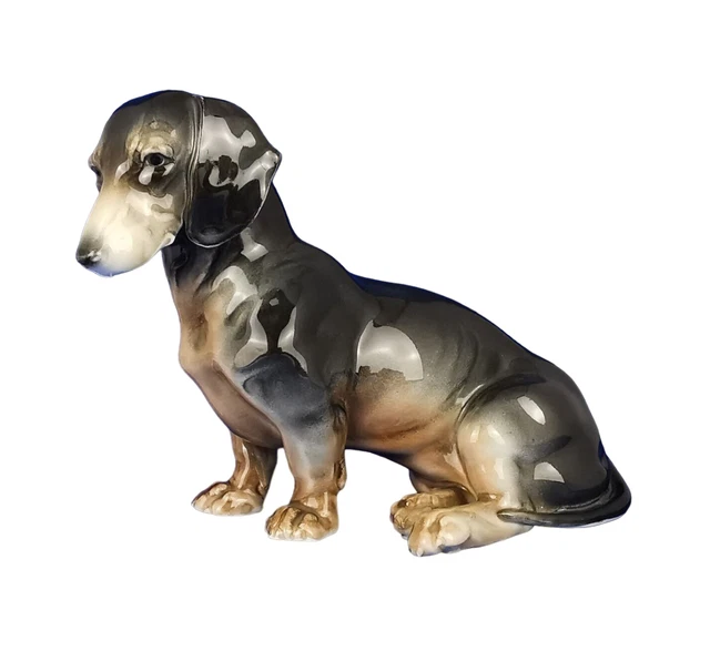 KARL ENS SITZENDER Dackel 2578 Porzellanfigur Jagdhund Teckel Dachshund ...