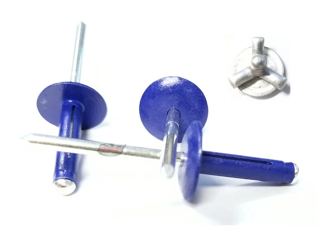 DARK BLUE EXPLODING Pop Rivets 3/16" Tri-Fold Large Head Aluminum ...