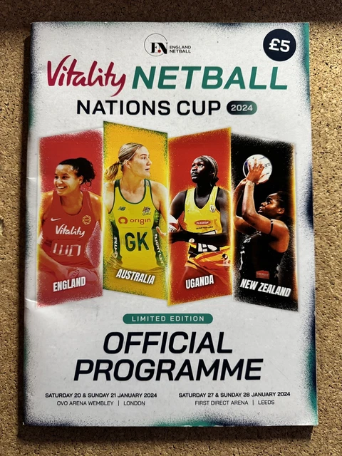 VITALITY NETBALL NATIONS Cup Official Limited Edition Programme 2024. £ ...