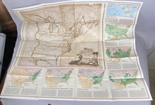 NATIONAL GEOGRAPHIC VINTAGE Old Wall Map Sep 1987 Territorial Growth of ...