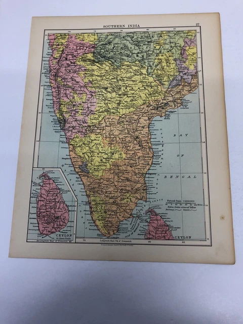 MAP 1935: BURMA And Malay Peninsula & Southern India Print 85 Years Old Maps £9.95 - PicClick UK