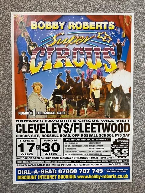 A3 SMALL BOBBY Robert's Super Circus poster - Cleveleys/Fleetwood £5.43 ...