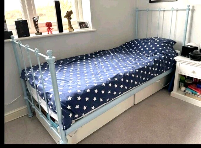 ORIGINAL BED COMPANY Single Bed Frame in Baby Blue Wrought Iron £54.95 ...