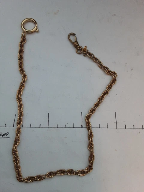 VINTAGE POCKET WATCH chain 12 inches, 18kgold filled, stamp,used as ...