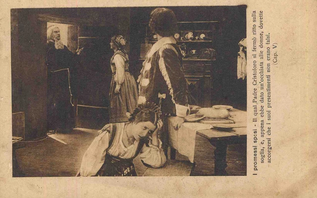 5 - PROMESSI SPOSI Cartolina antica Lucia Mondella Renzo Tramaglino A ...