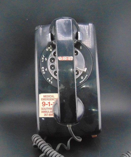 VINTAGE BLACK BELL Systems Western Electric 554 BMP Rotary Wall Phone ...