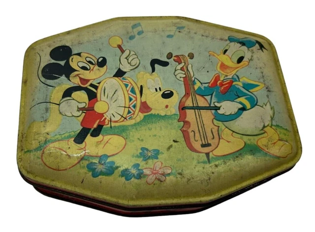 VINTAGE 1940 WALT Disney And Horner Mickey Mouse & Donald Duck Tin £85. ...