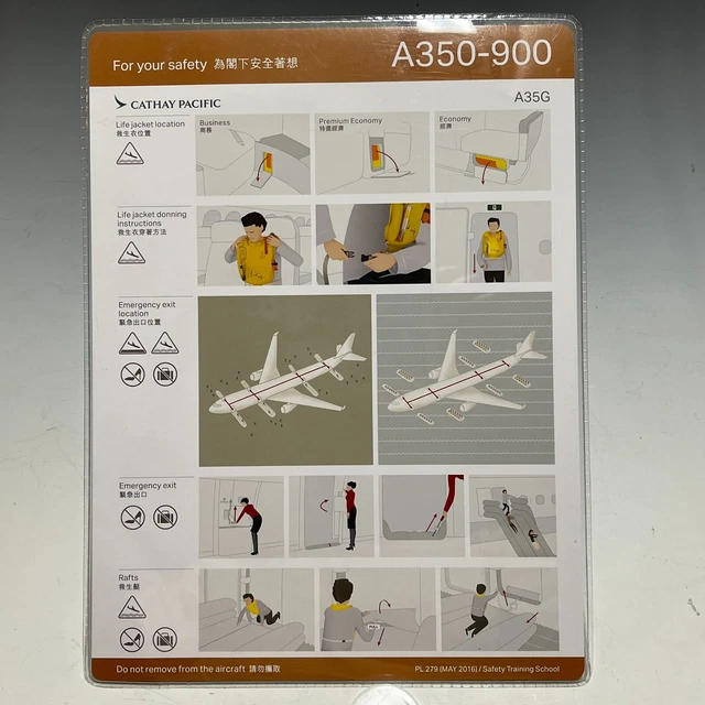 CATHAY PACIFIC AIRBUS A350-900 Safety card Safety instructions Hong ...