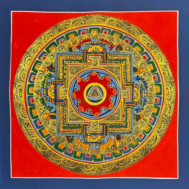 ROUND MANDALA MEDITATION Enlightenment Nepal Tibet Thangka/Thanka Art ...