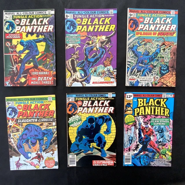 JUNGLE ACTION/THE BLACK Panther:#11/12/15/18/20/23.Marvel Comics.1974-9 ...
