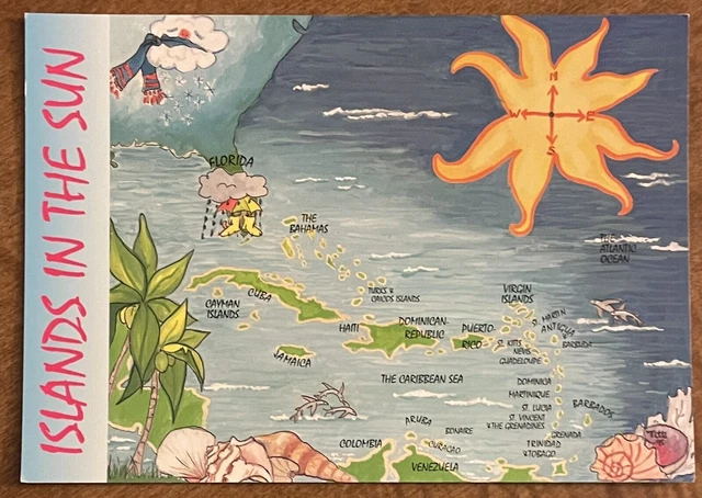 CARTOGRAPHIC MAP OF The Caribbean Islands In The Sun, 1995 VTG Chrome Postcard EUR 6,86 ...