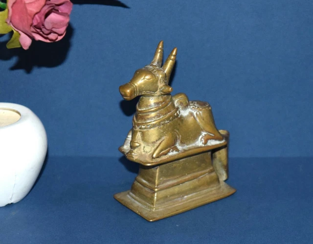 LAITON NANDI VACHE Antique Statue Lord Shiva's Porte Protection Taureau Figurine EUR 168,58 ...