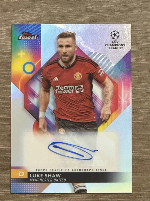 2023-24 TOPPS FINEST UEFA CC Luke Shaw rifrattore auto #A-SH Manchester ...