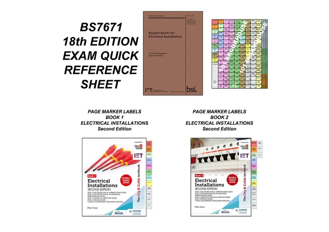IET ELECTRICAL INSTALLATIONS C&G 18th EDITION BS7671 PAGE MARKERS TABS ...