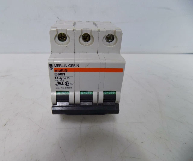 MERLIN GERIN 3 Pole 1Amp Type D Circuit Breaker C60N £15.14 - PicClick UK