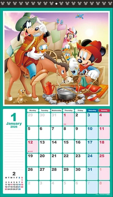 CALENDARIO DA PARETE Mickey & Friends 2026 Sun-Star 24 x 13,78 pollici ...