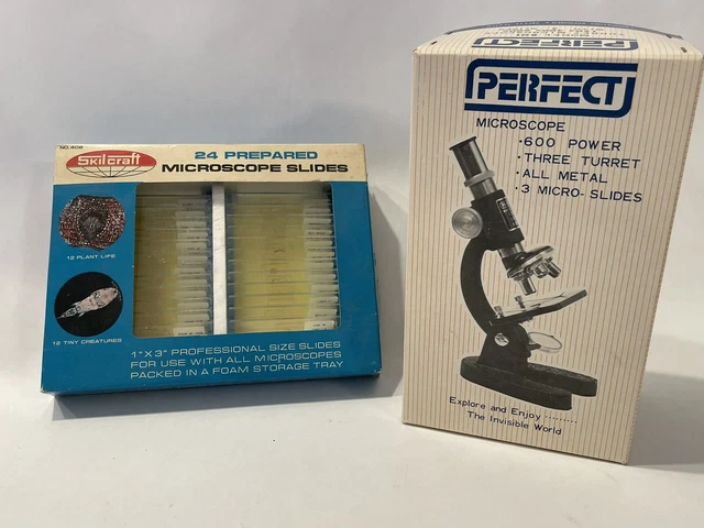 VINTAGE PERFECT MODEL 801 Japan Microscope In Original Box with Slide ...