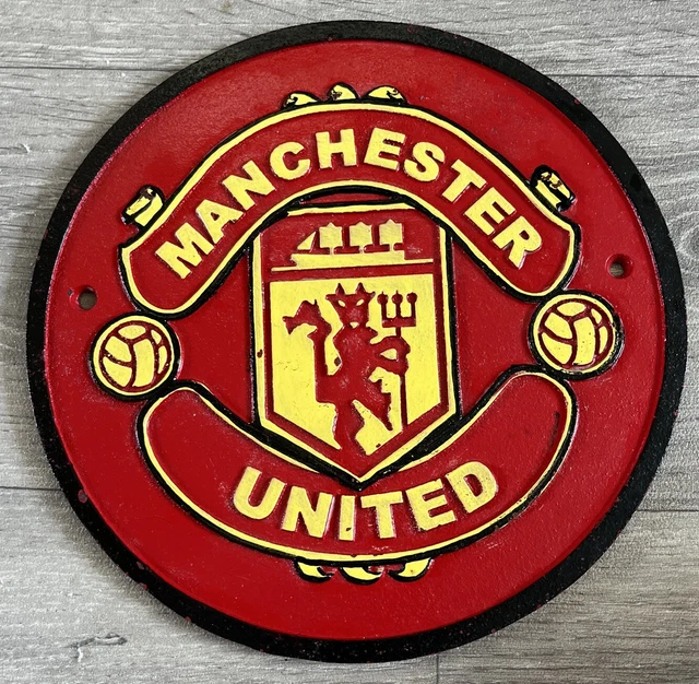 MANCHESTER UNITED FC - Cast Iron Plaque 9" - Rare Gift for Man Cave ...