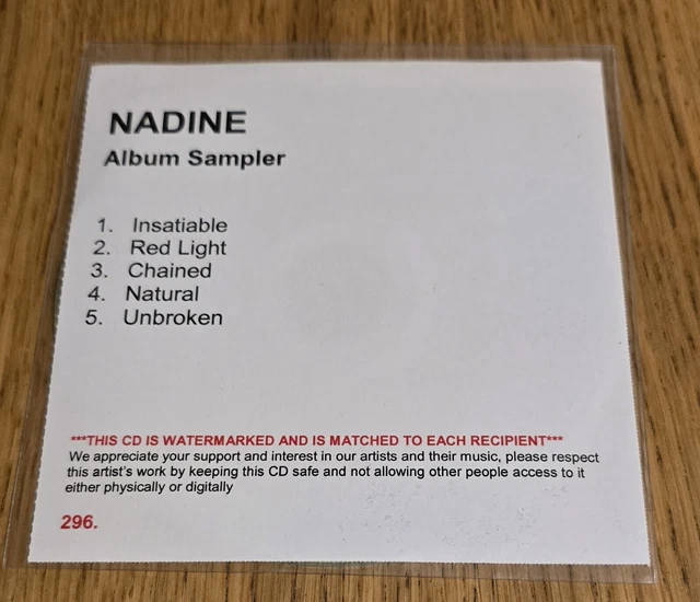 NADINE INSATIABLE ALBUM Sampler CD Promo EUR 1,15 - PicClick FR
