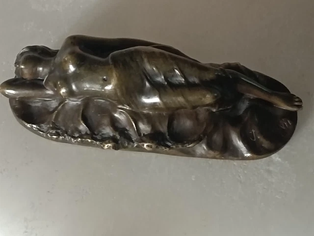 SCULPTURE BRONZE ART Nouveau Femme Nue Allongée Signé Jean Garnier Fin ...