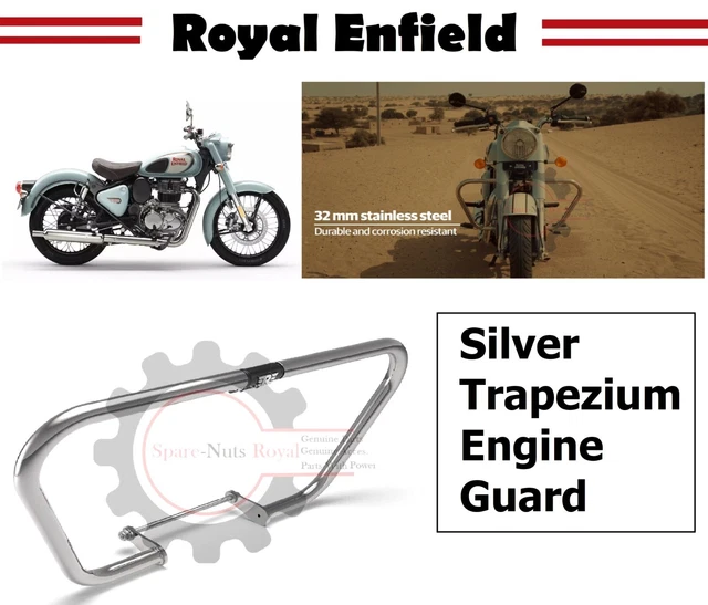 ROYAL ENFIELD &SILVER Trapezium Engine Guard" New Classic 350 REBORN ...