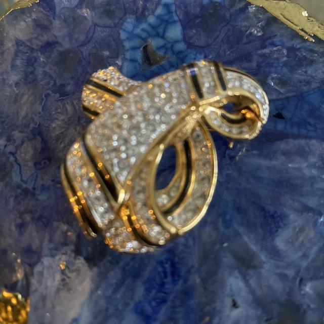 Vintage Swarovski Signed Swan Hallmark Logo Iconic Pave Crystal Brooch