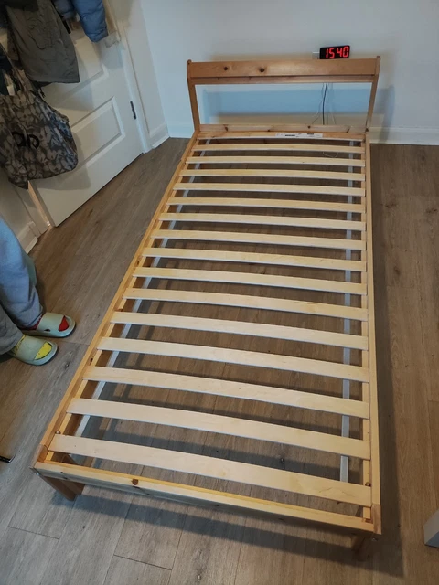 IKEA NEIDEN WOOD Bed Frame Single with Luroy Slates £31.90 - PicClick UK