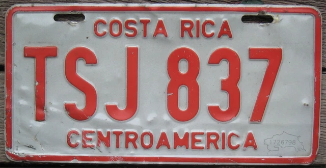 COSTA RICA SAN Jose TAXI License Plate Centroamerica Scarce Type $65.00 ...