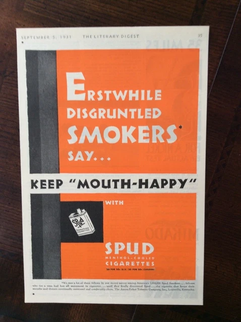 1931 VINTAGE ORIGINAL ad Spud Menthol-Cooled Cigarettes EUR 12,17 ...