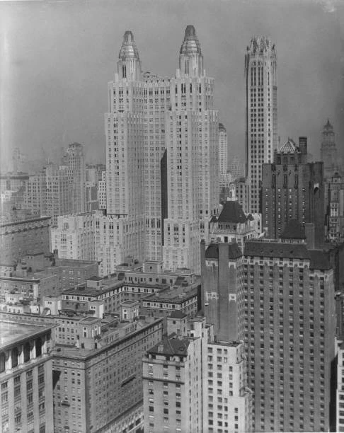 SKYLINE, NORTHWEST VIEW showing Waldorf Astoria and RCA Building, - Old ...