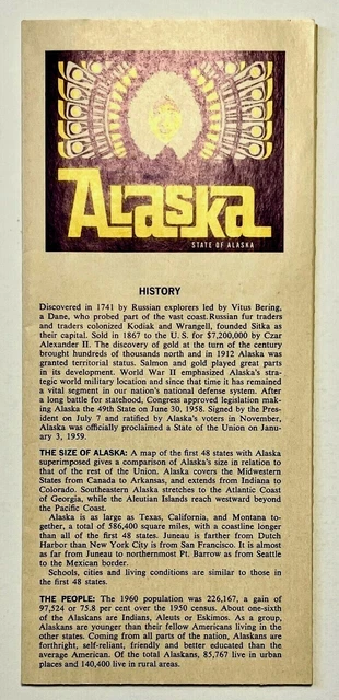 1960S STATE OF Alaska Vintage Travel Brochure History Tourist ...