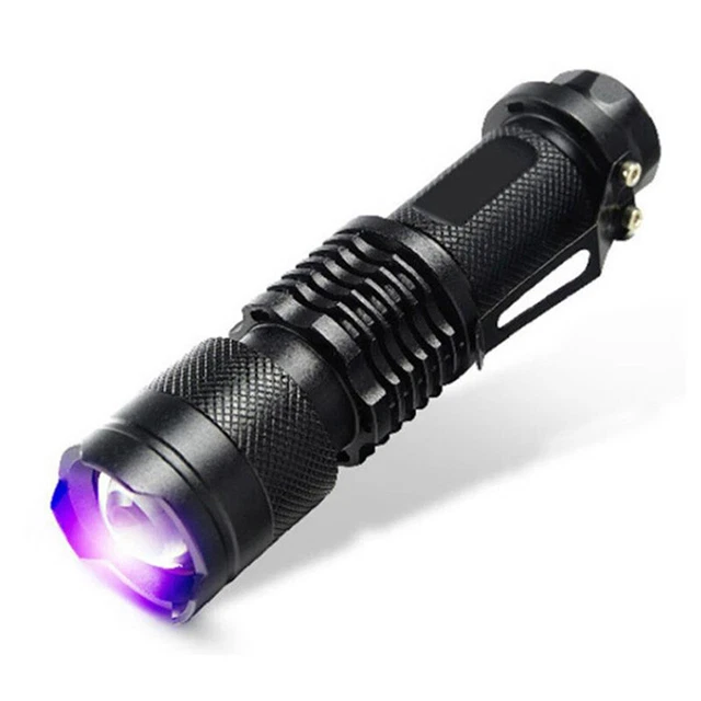 MINI UV FLASHLIGHT LED Ultraviolet Torch Light UV Lamp Zoomable 3 Modes ...