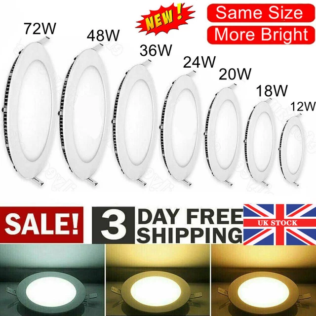 UK ULTRA SLIM Recessed LED Flat Panel Ceiling Spot Light 12W-72W ...