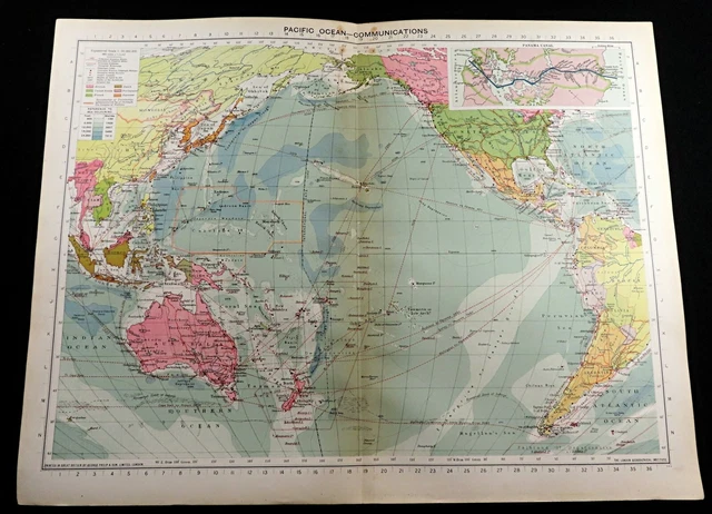 WW2 MAP PACIFIC Ocean Steamship Routes Shipping Lines Wartime War ...