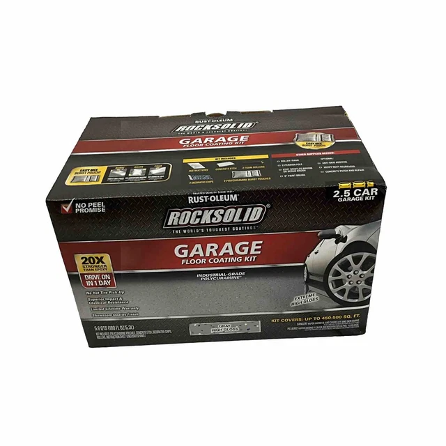 RUST-OLEUM ROCKSOLID 5.6QT 2.5-Car Garage Floor Coating Kit 293513 Gray ...