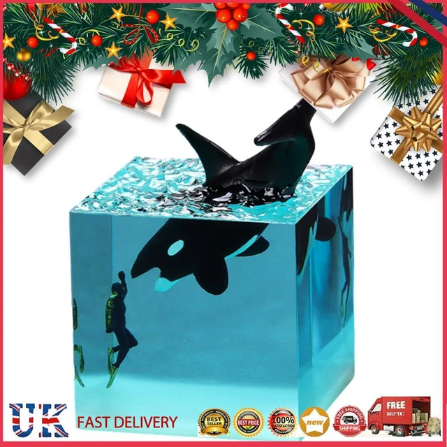 UK MARINE WHALE Cube Ornament Resin Ocean Cube Decor Home Room Decor ...