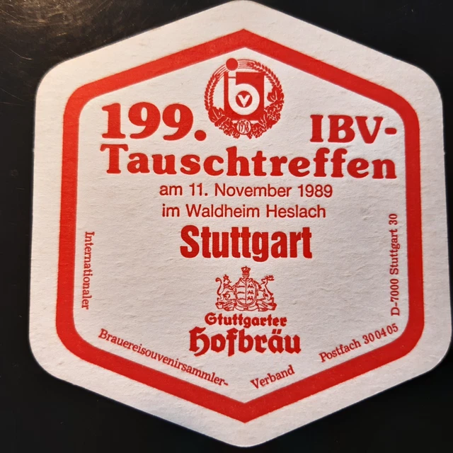 ALTER BIERDECKEL BRAUEREI Hofbräu Stuttgart IBV Tauschtreffen 1989 EUR 1,35 - PicClick DE