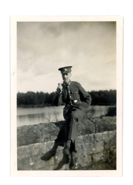 WW2 WORLD WAR Two military photograph original soldier smoking pipe #23 ...