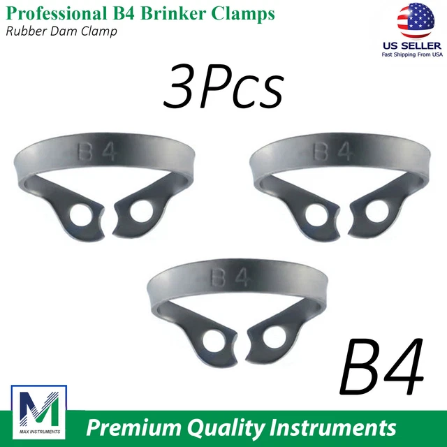 SET OF 3 PCS Dental Rubber Dam Clamps B4 Brinker Anterior Endodontic ...