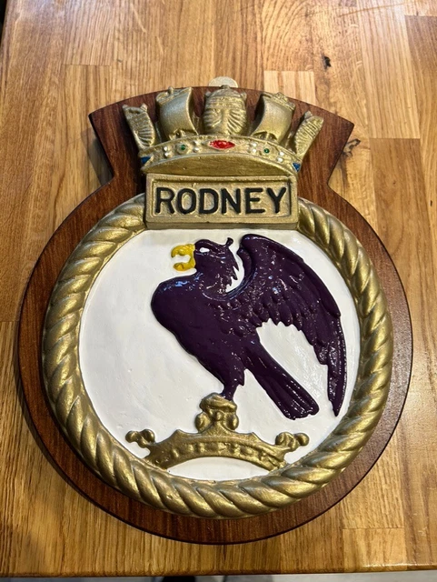 HMS RODNEY ROYAL navy ships crest badge, hand painted £37.12 - PicClick UK
