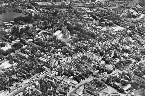 HOLY TRINITY CATHEDRAL and the town centre Gloucester 1930 England OLD ...