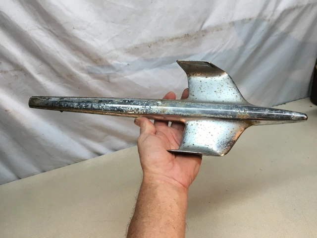 VINTAGE CHROME HOOD Ornament Jet Plane Space Age Retro Atomic Era Rat ...