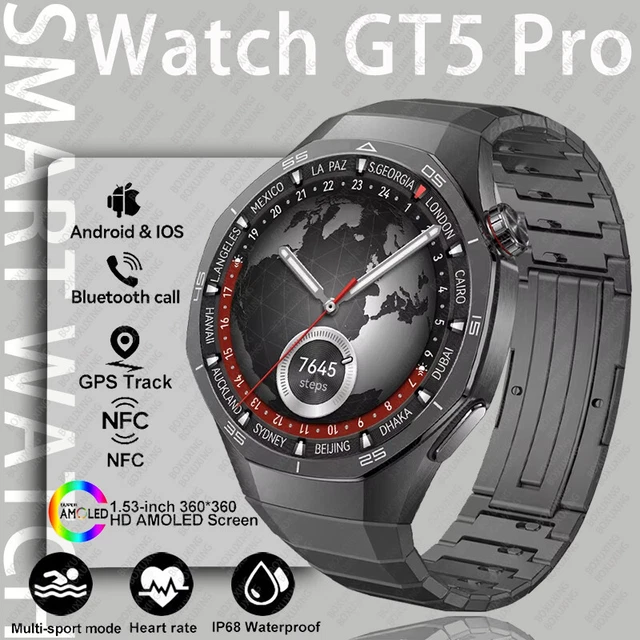 PER HUAWEI XIAOMI GPS NFC Astuto Della Vigilanza Degli Uomini GT5 Pro ...