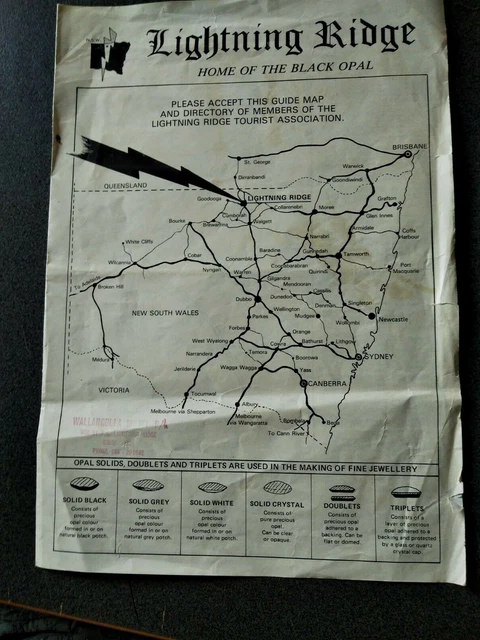 VINTAGE LIGHTNING RIDGE Map And Guide Nsw Australia Black Opals ...