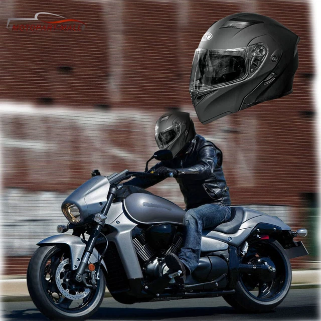 FULL FACE HELMET Motorcycle Medium Modular Flip Up Dual Sun Visor DOT ...